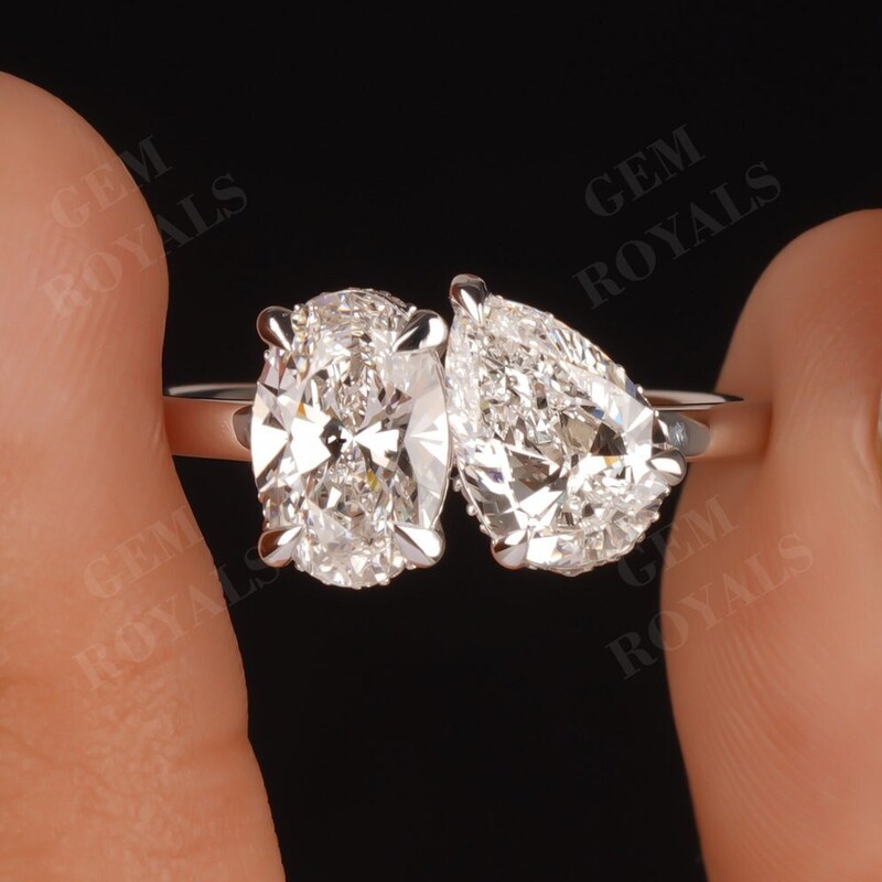 Two Stone Engagement Ring - Etsy