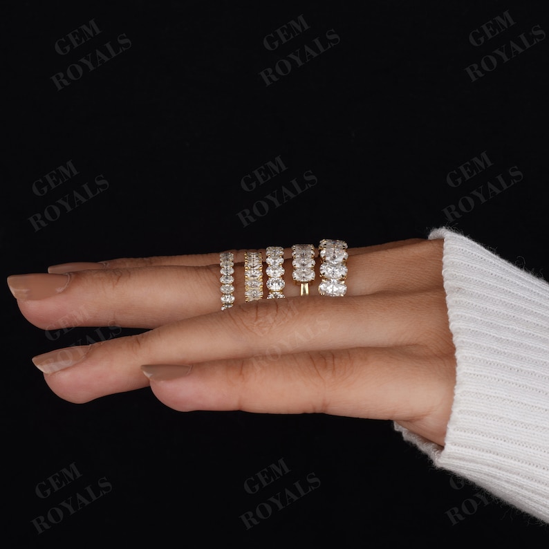 Gold Eternity Band Ring With Lab Grown Diamond, Stackable Wedding Band ...