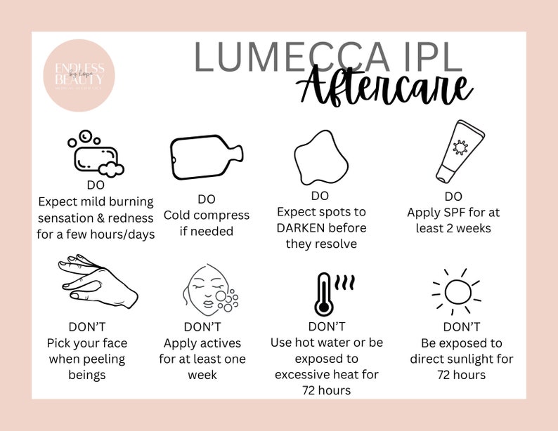 IPL Aftercare Card LUMECCA PRINTABLE - Etsy