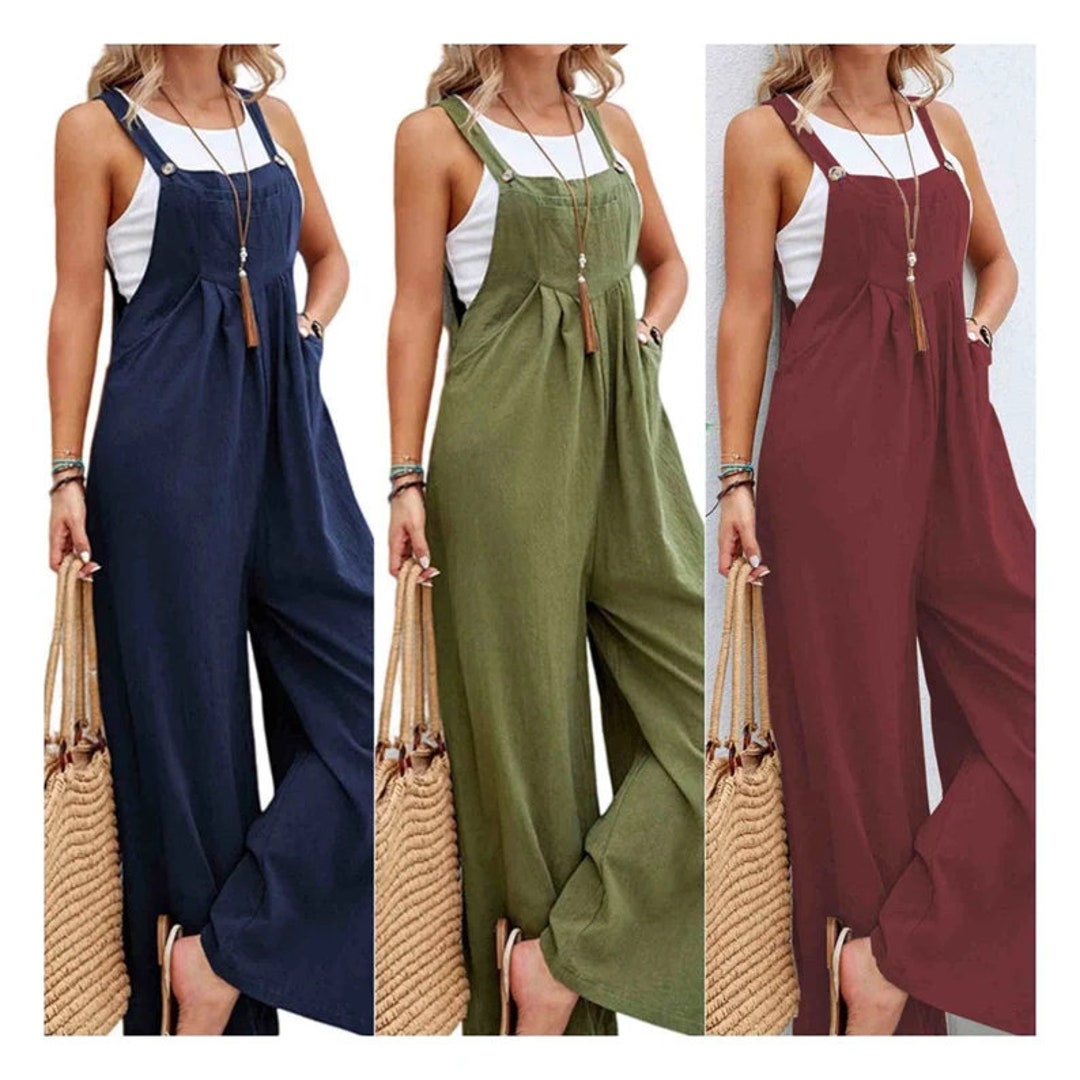 Cotton Overalls women's Jumpsuit Casual Loose Bib - Etsy