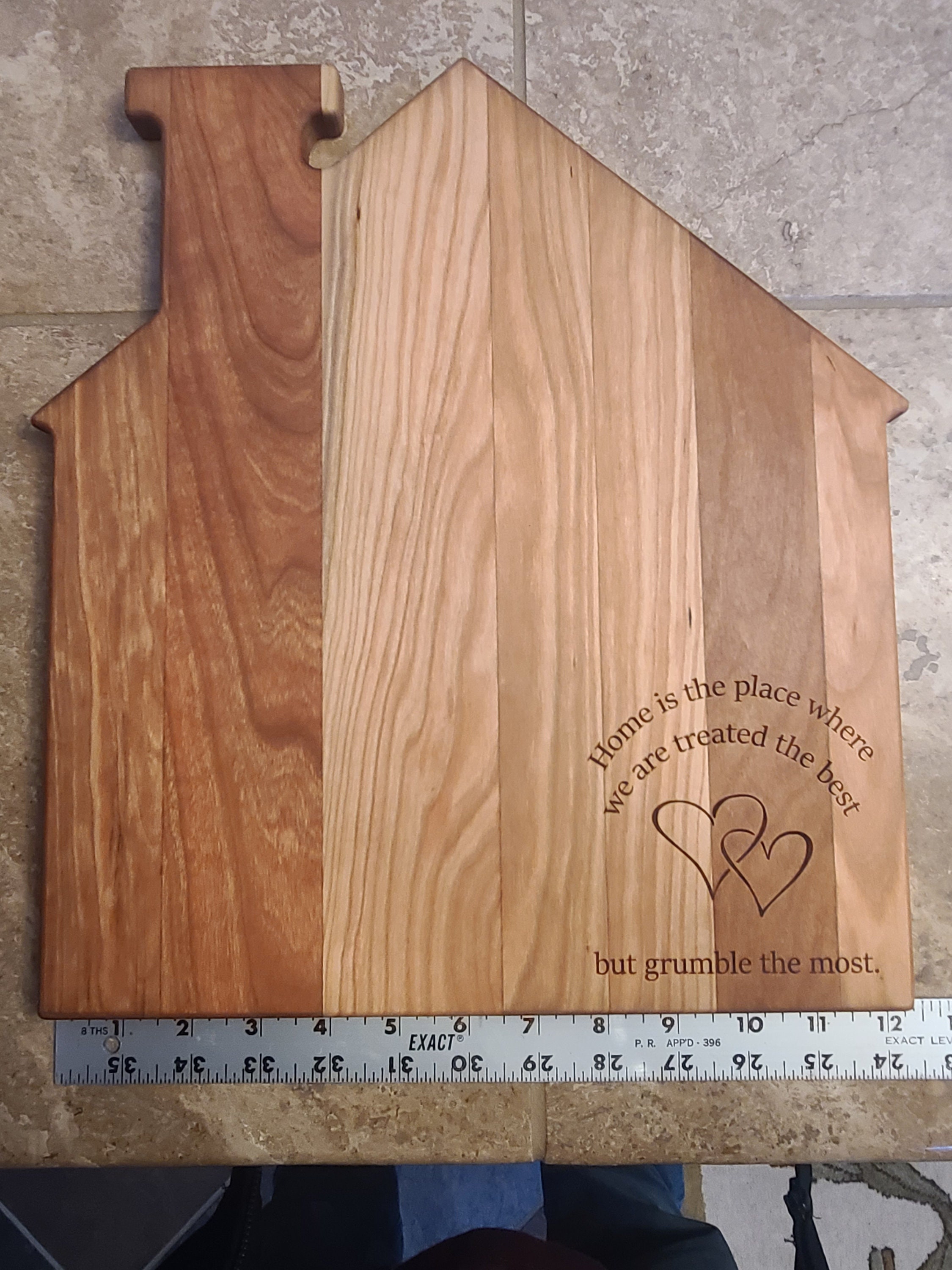 Custom Laser Engraved House Shaped Cutting Board Cherry Wood Perfect ...