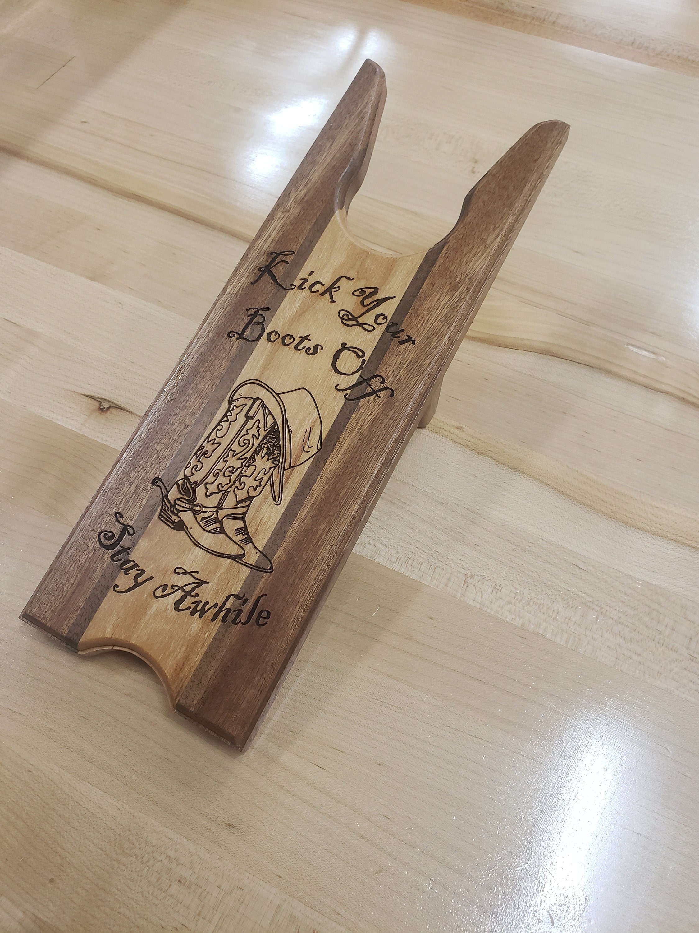 Boot Jack Custom Laser Engraved With Kick Your Boots off Stay Awhile a ...