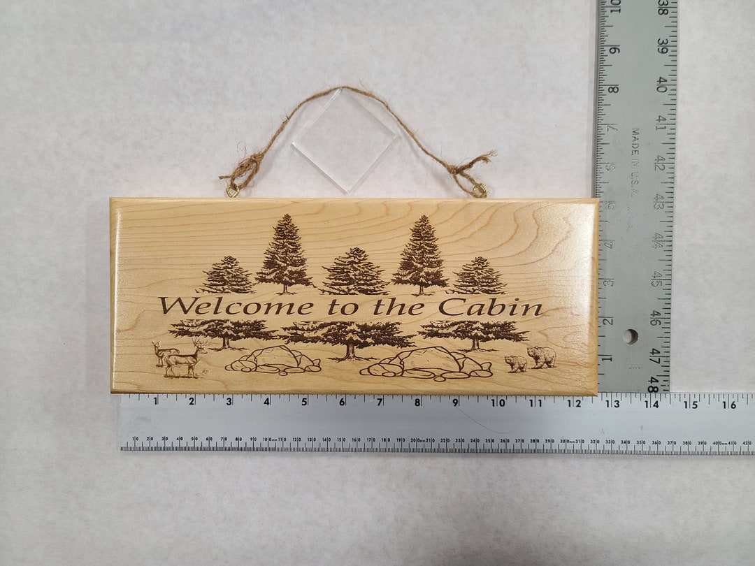Laser Engraved Pine Wood Cabin Sign Black Perfect for Housewarming ...