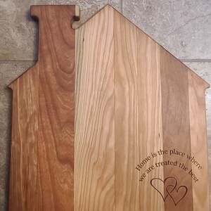 Custom Laser Engraved House Shaped Cutting Board Cherry Wood Perfect ...