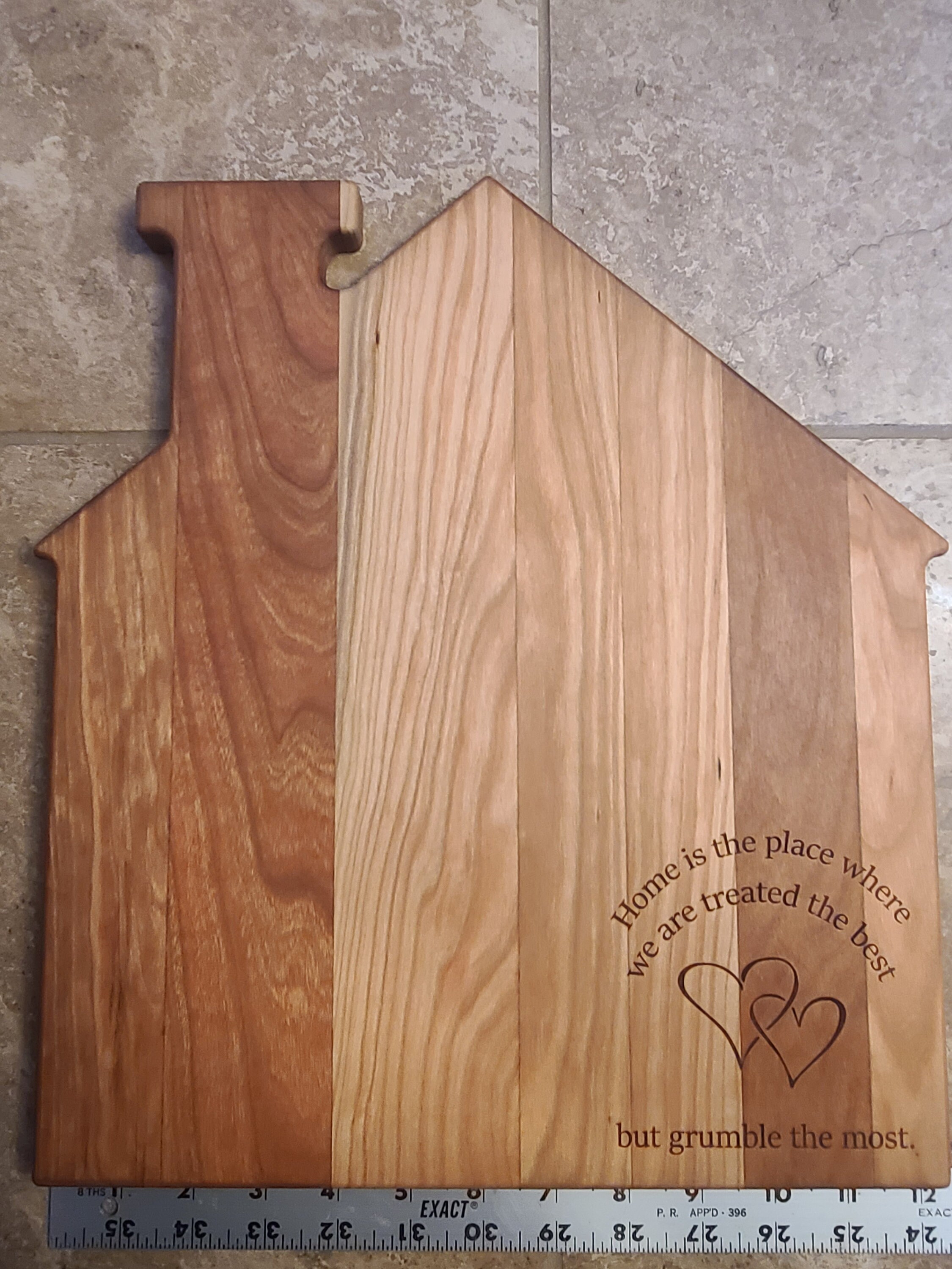 Custom Laser Engraved House Shaped Cutting Board Cherry Wood Perfect ...