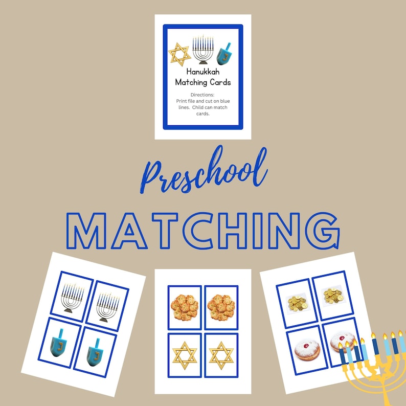 HANUKKAH Montessori Matching Cards, Cultural Studies, Social Studies ...