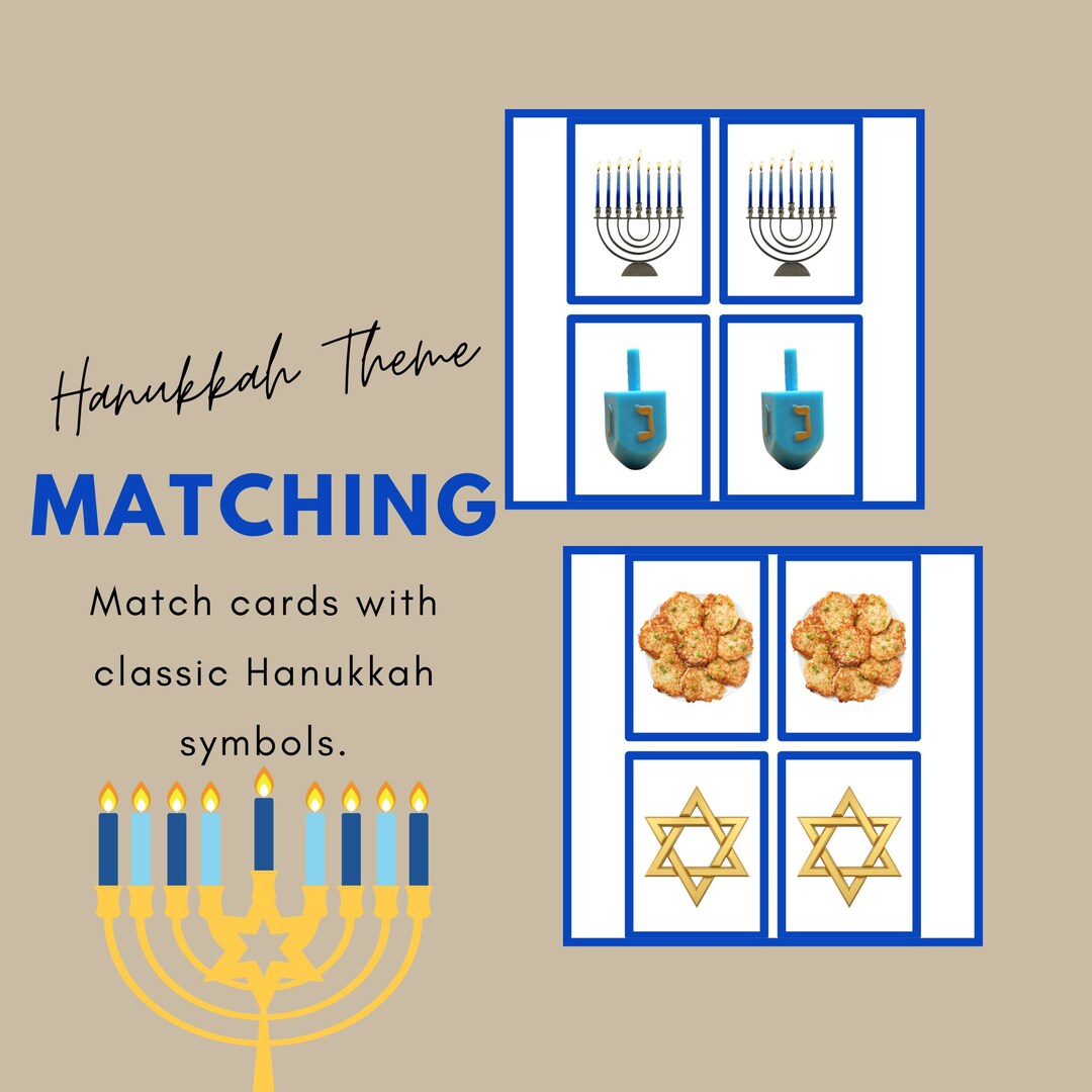 HANUKKAH Montessori Matching Cards, Cultural Studies, Social Studies ...