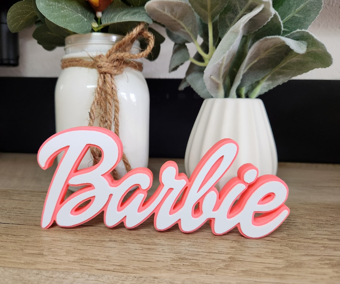 Barbie Inspired Logo Sign Pink White Party Prop Decoration Backdrop ...