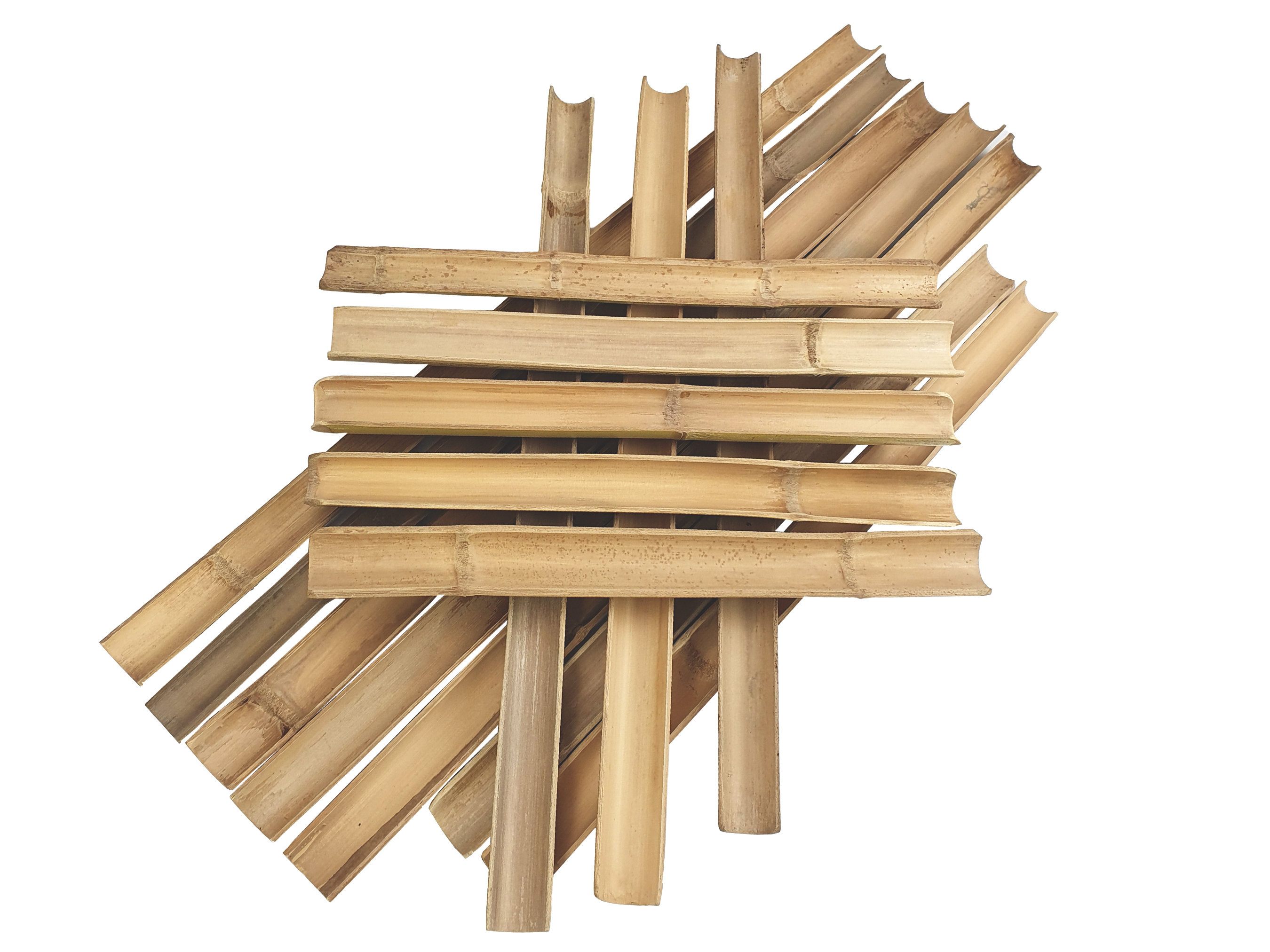 Pack of 15 Bamboo Half Pole, Gutter Shape, Hollow Chutes, Cut From 40 ...