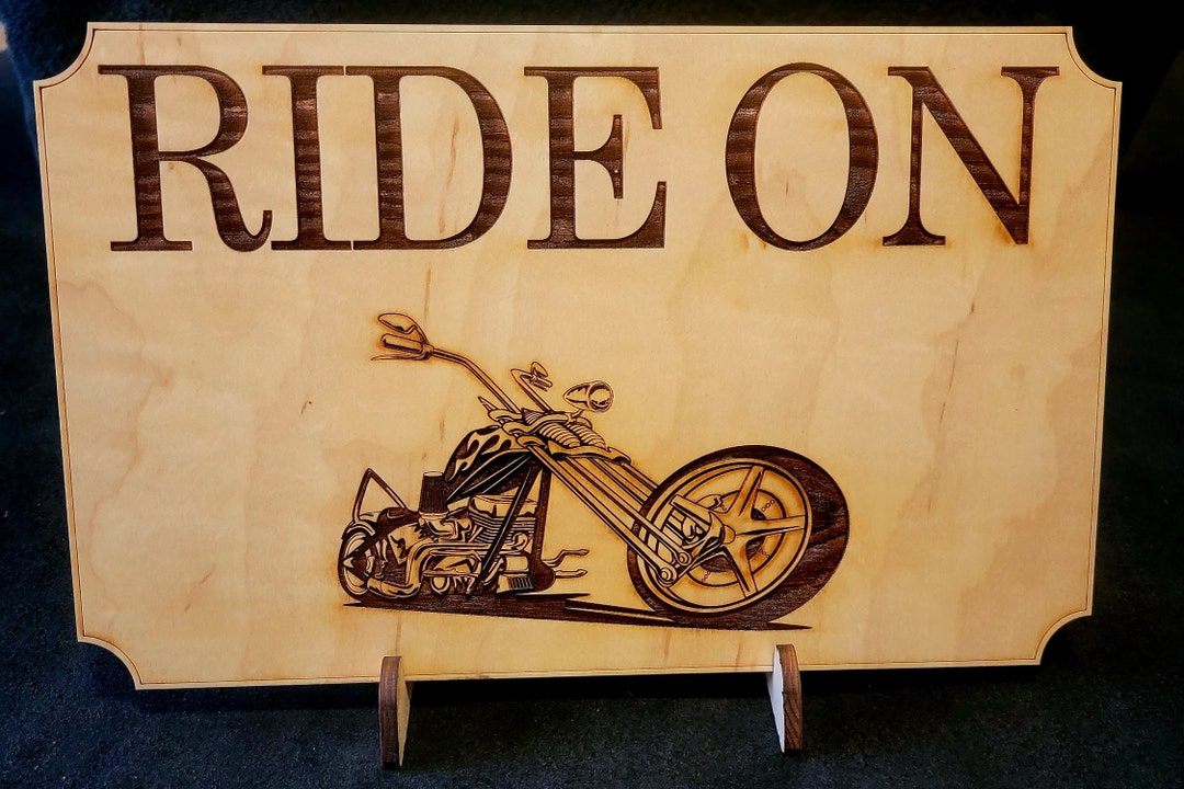 MOTORCYCLE-CHOPPER Laser Engraved Wood Plaque | Vintage | Wall Hanging ...