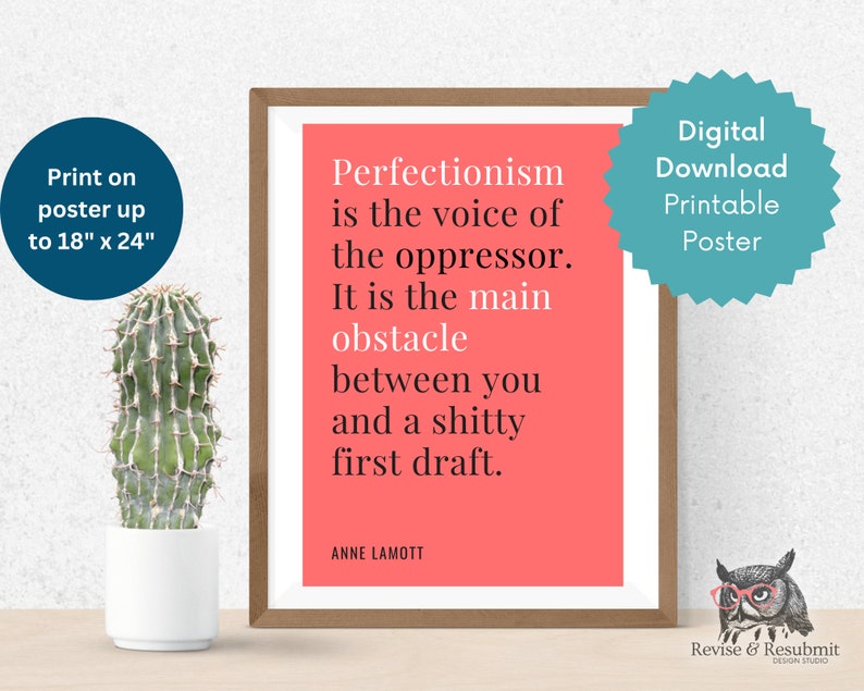 Perfectionism is the Voice of the Oppressor Lamott Poster Digital ...
