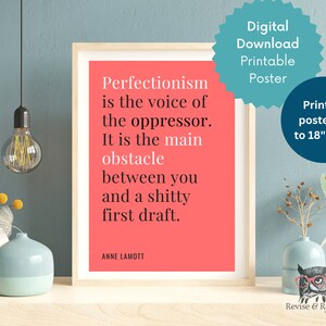Perfectionism is the Voice of the Oppressor Lamott Poster Digital ...