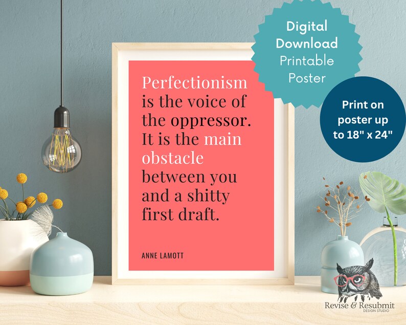Perfectionism is the Voice of the Oppressor Lamott Poster Digital ...