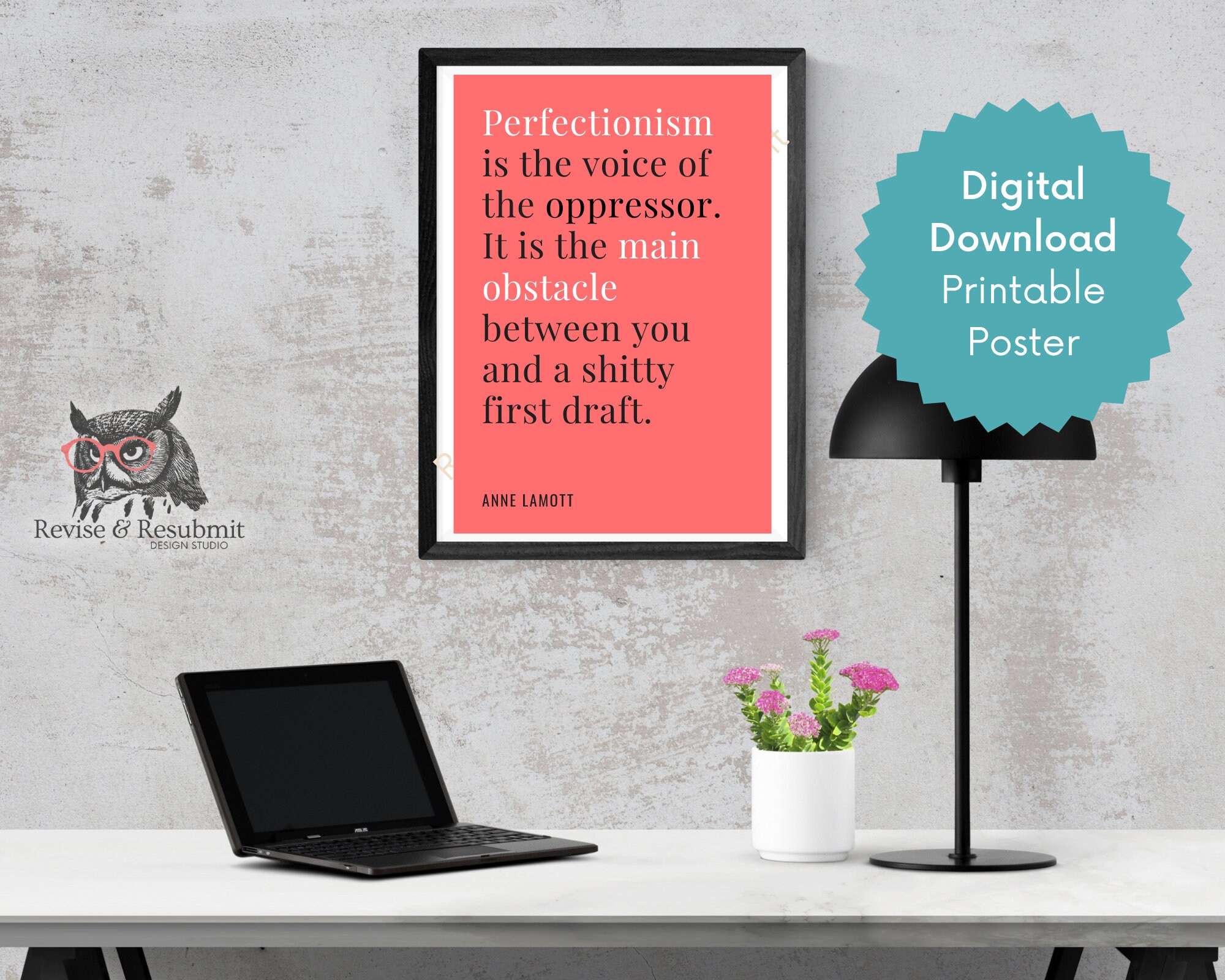 Perfectionism is the Voice of the Oppressor Lamott Poster Digital ...