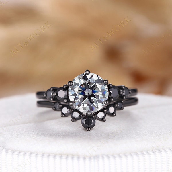 Black Diamond Engagement Ring - Etsy