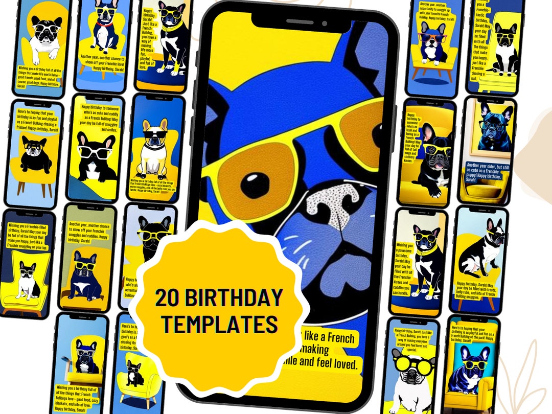 Digital Birthday Card Template For Canva Dog Birthday Cards Etsy