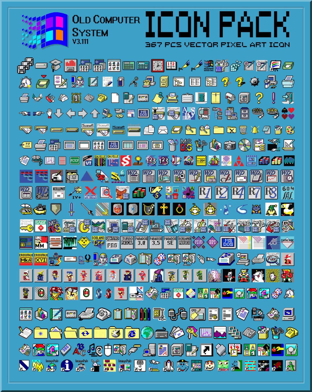 Retro 90s Pixelart Icon Pack – Classic GUI Style Icons for Mobile ...