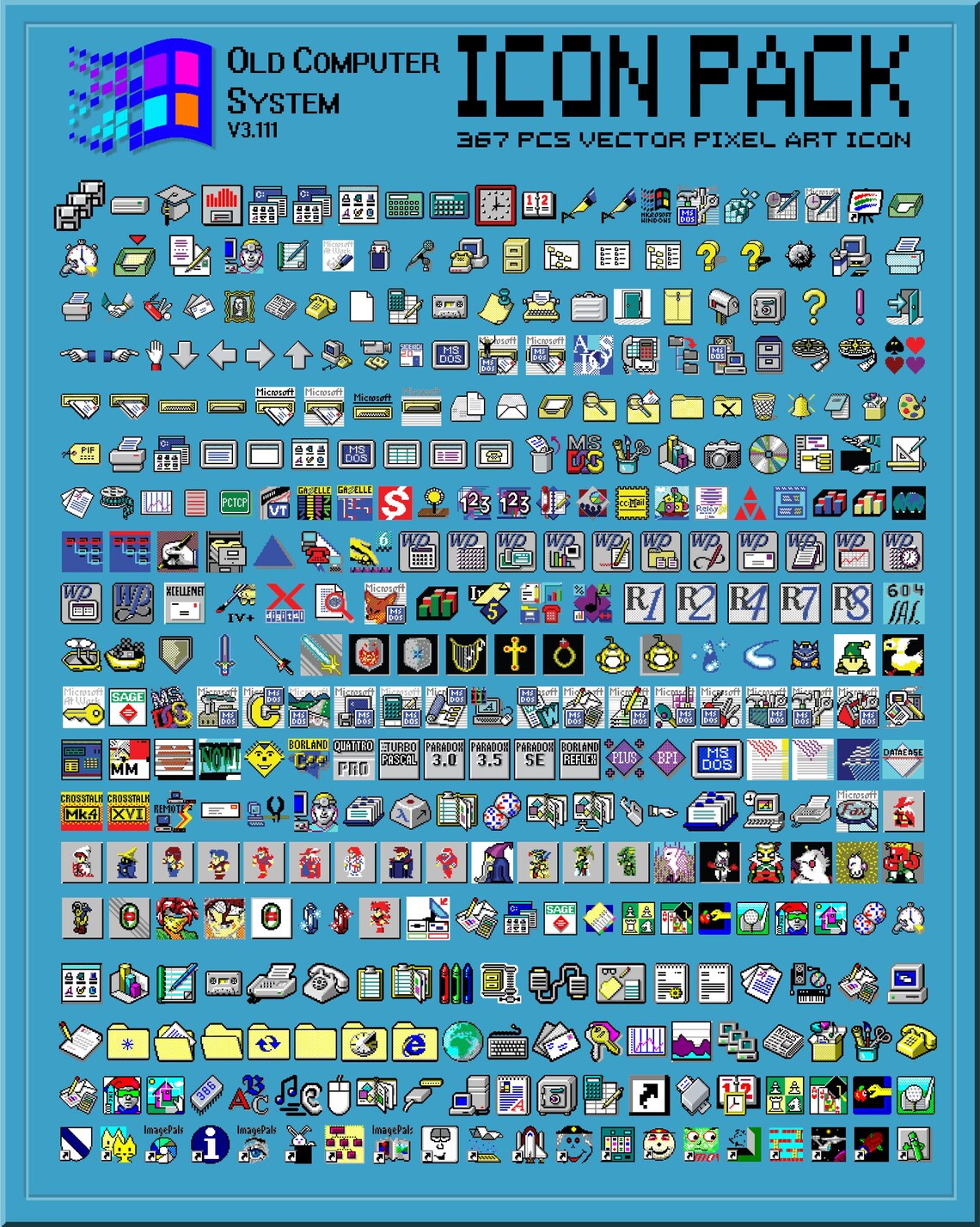 Retro 90s Pixelart Icon Pack – Classic GUI Style Icons for Mobile ...