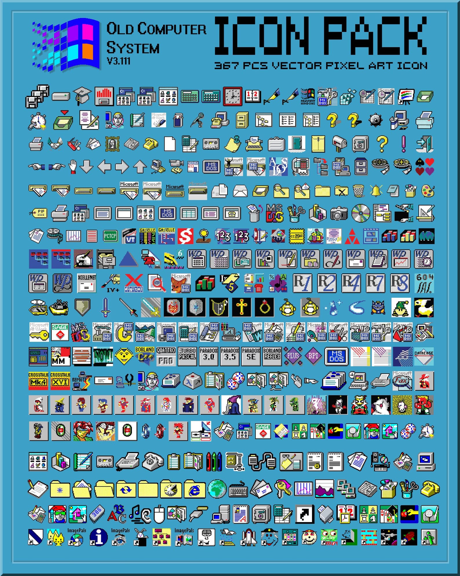 Retro 90s Pixelart Icon Pack – Classic GUI Style Icons for Mobile ...