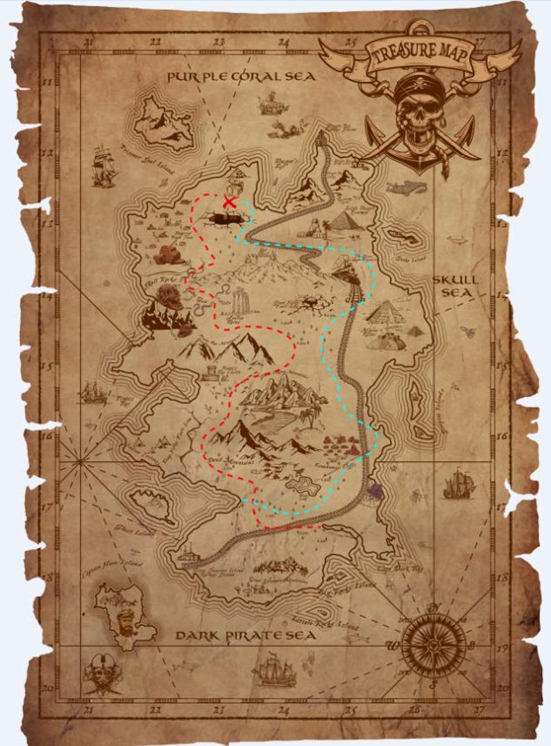 Pirate’s Lost Treasure Map – Fun and Mysterious Adventure! - Etsy