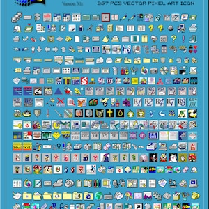 Pixel Art Style Window 3.11 Icon Pack + Extras - Etsy