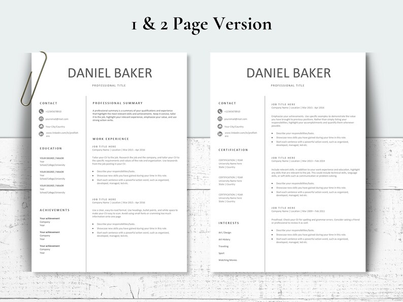 Minimalist ATS CV Template, ATS Resume, Modern Executive Resume ...