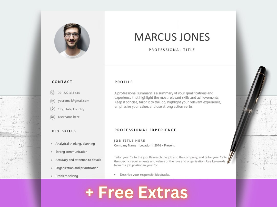 Professional Resume Template and Cover Letter for Men Modern and ...