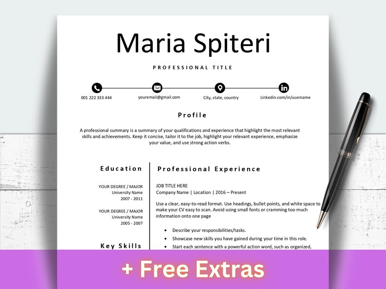 CV for Teachers CV Template for Teachers Sample CV for - Etsy UK