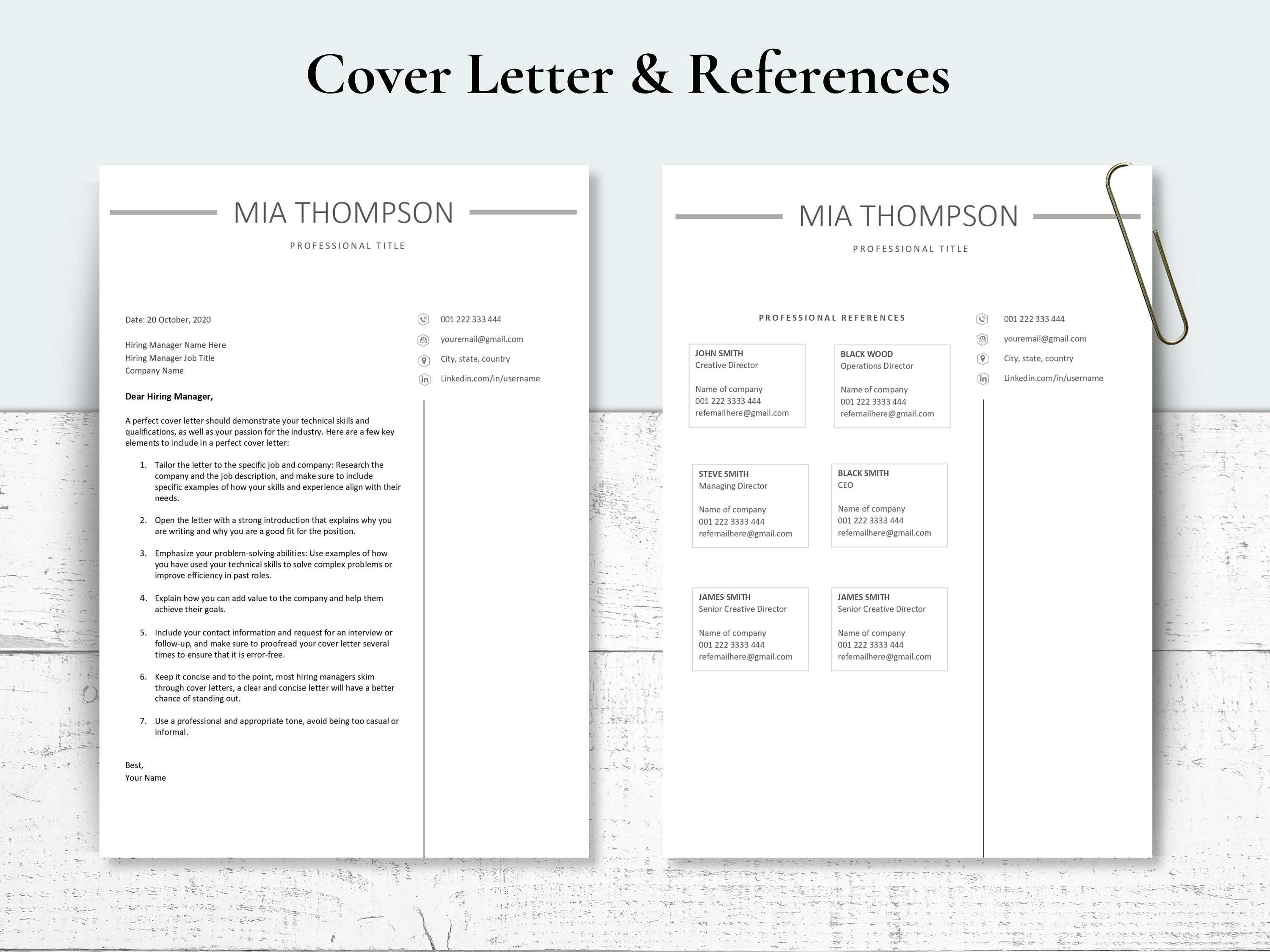 Sleek and Simple CV Template for English Job Applications - Etsy