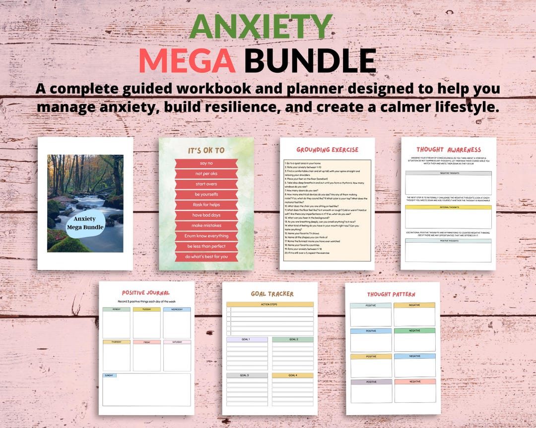 Anxiety Mega Bundle | Guided Workbook & Planner | Mental Health Journal ...