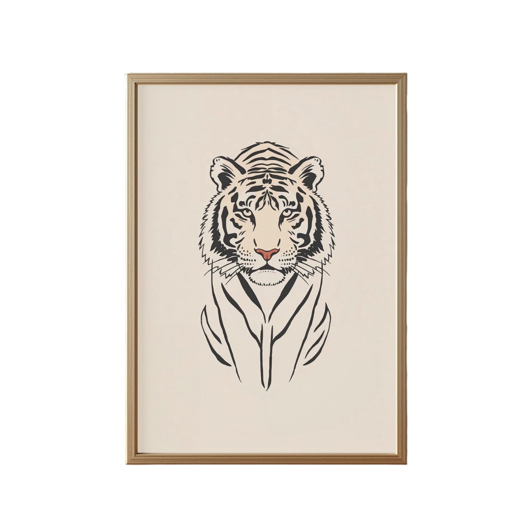 Modern Japanese Tiger Art Print | Minimalist Asian Decor (digital ...