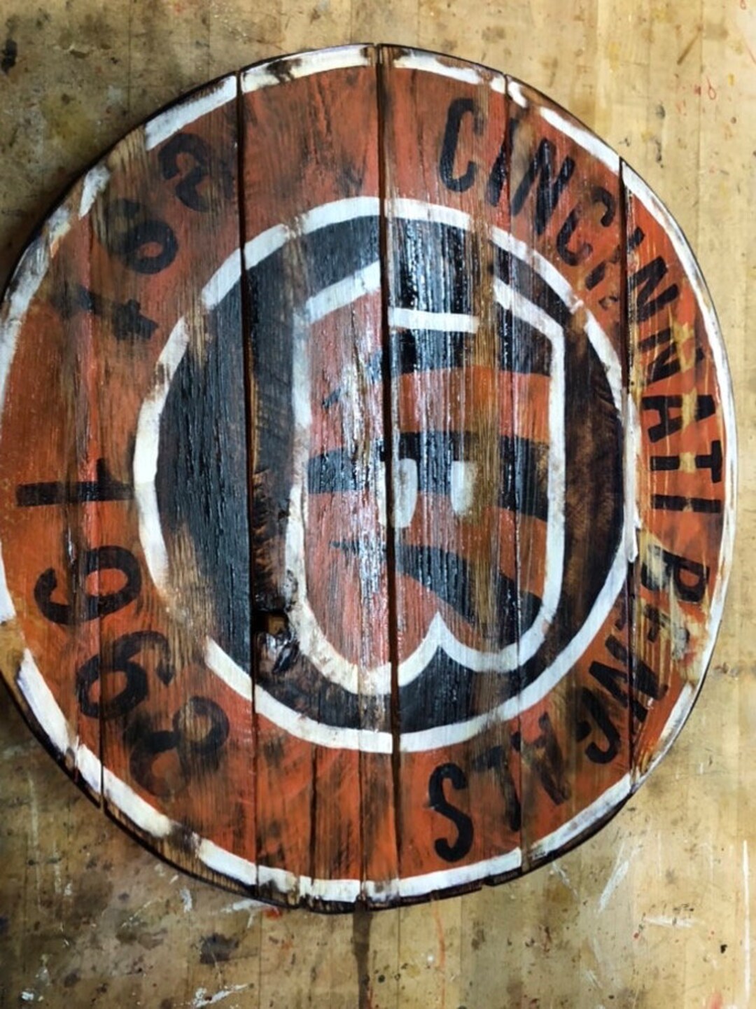 Cincinnati Bengals Round Logo Sign Distressed - Etsy