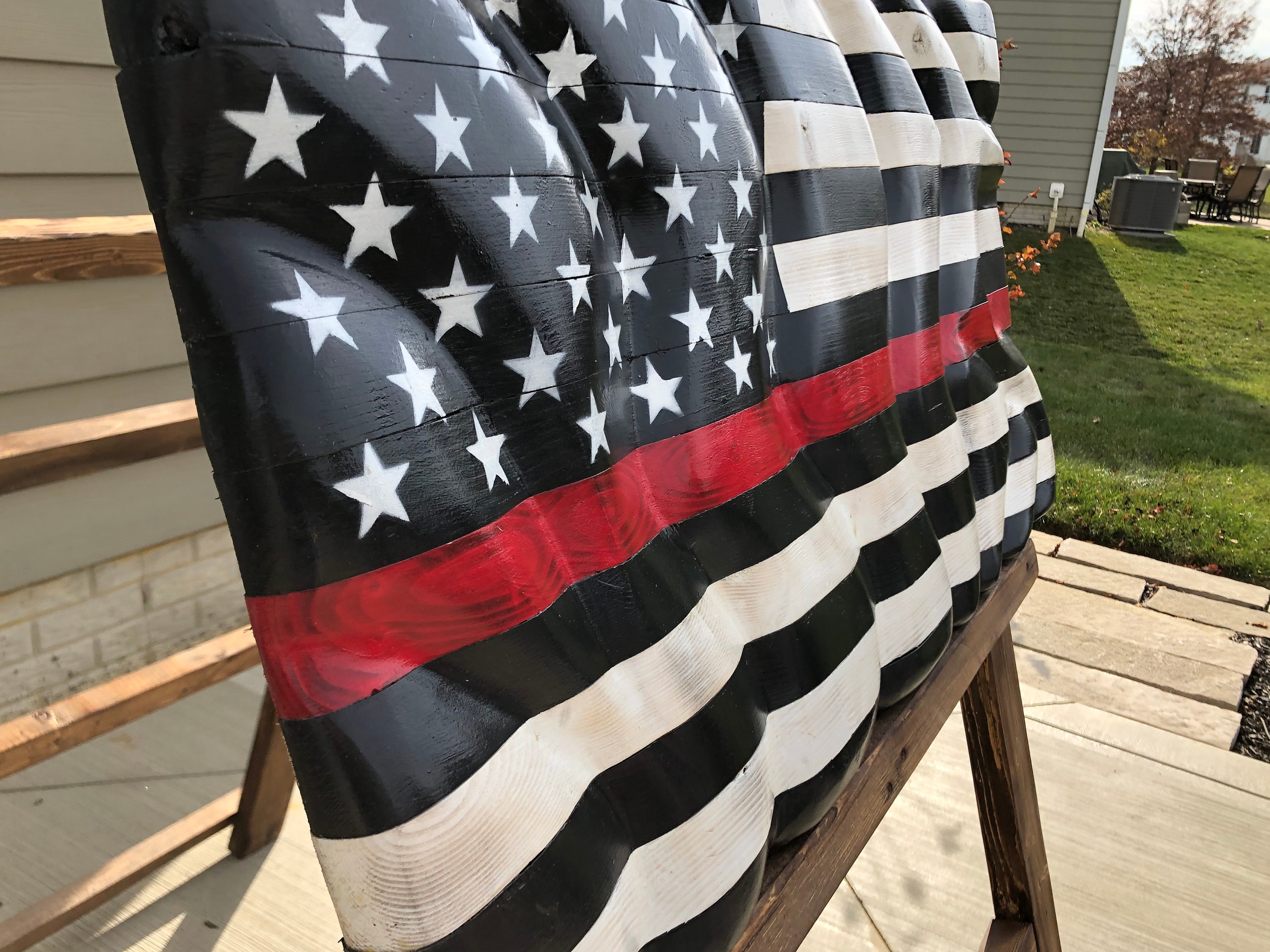 Redline Wavy Amercain Flag Example wood - Etsy