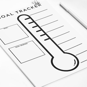 Printable Goal Tracker, Simple Thermometer Chart Tracker, Minimalist ...