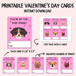 Printable Dog Valentine's Day Cards, Classroom Valentine's Day Cards ...