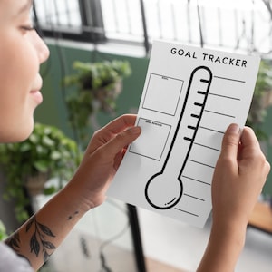 Printable Goal Tracker, Simple Thermometer Chart Tracker, Minimalist ...