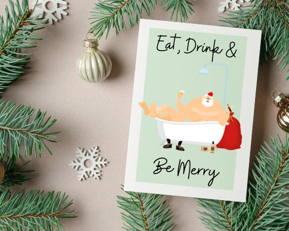 PRINTABLE Funny Christmas Card Digital Download Naughty Santa - Etsy