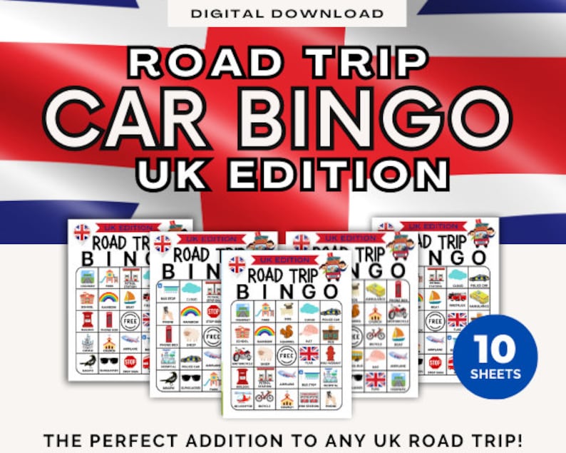 UK Road Trip Bingo Printable, Digital Download Auto Bingo, Car Activity ...
