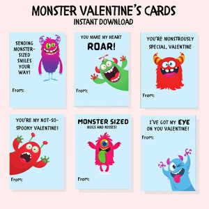 Printable Monster Valentine's Day Cards, Classroom Valentine's Day ...