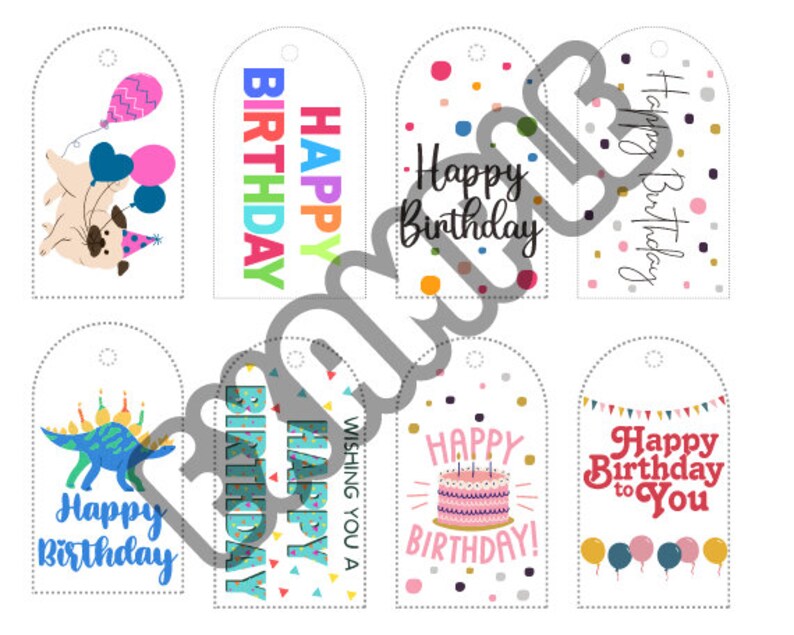 PRINTABLE Happy Birthday Gift Tags Instant Download Birthday - Etsy