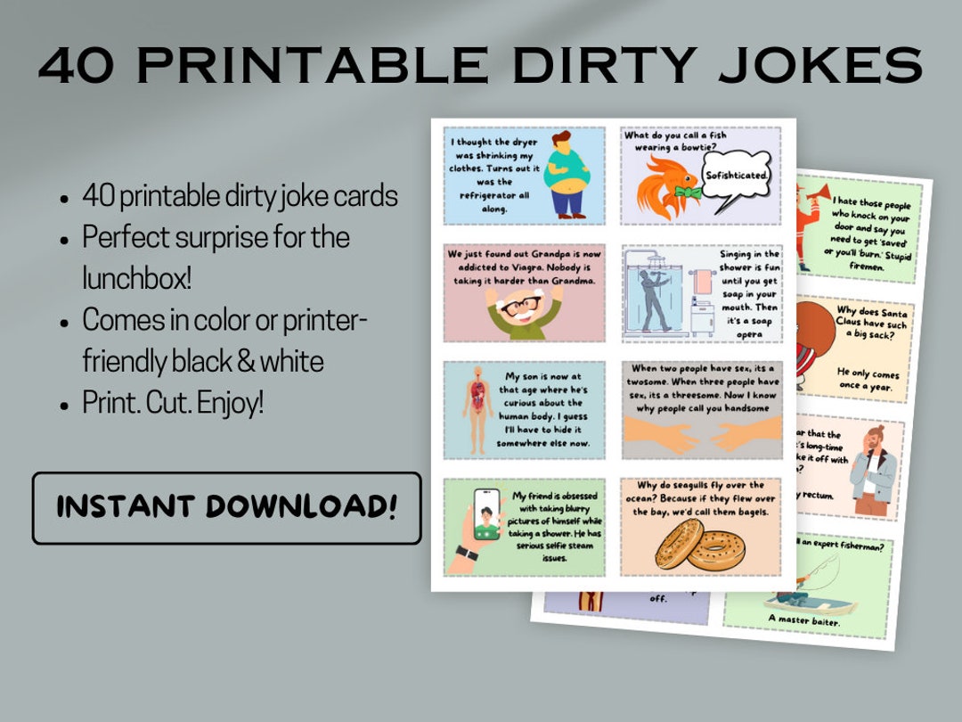 40 Printable Dirty Joke Lunchbag Cards for Adults Only, Instant ...