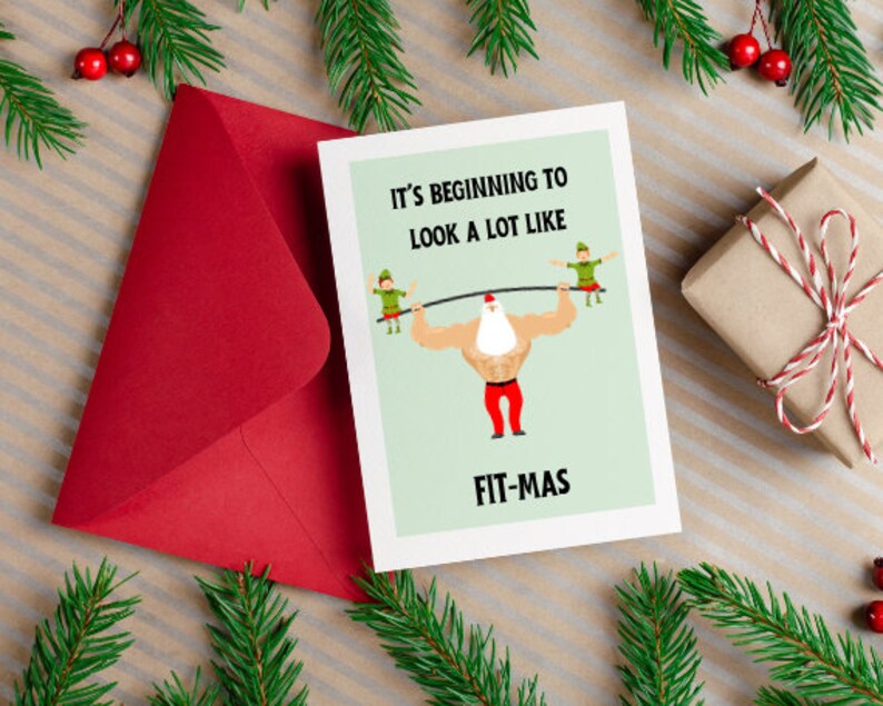 PRINTABLE Christmas Card, Digital Download Fitmas Christmas Card, Cute ...