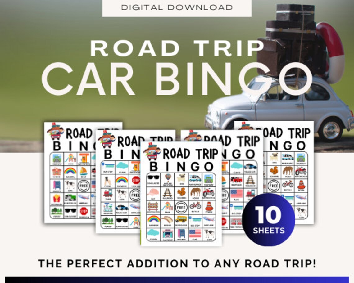 Road Trip Car Bingo Printable, Digital Download Car Scavenger Hunt for ...