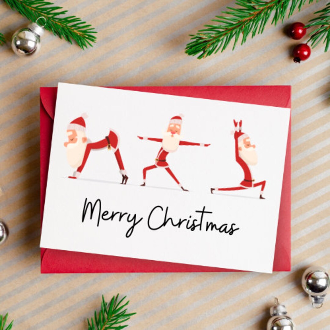 PRINTABLE Funny Yoga Christmas Card, Digital Download Christmas Card ...