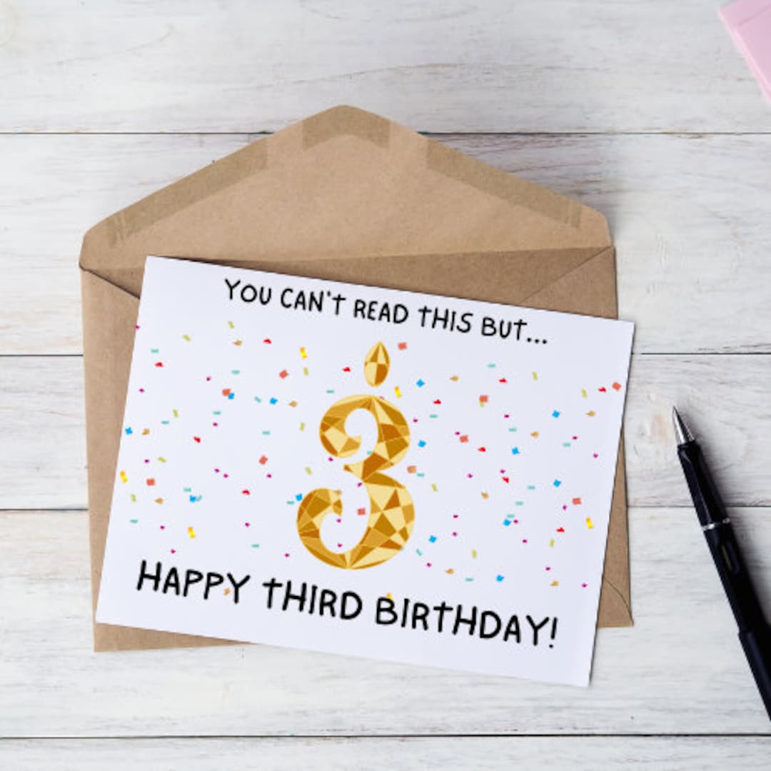 PRINTABLE Third Birthday Card, Digital Download Birthday Cards, Funny ...