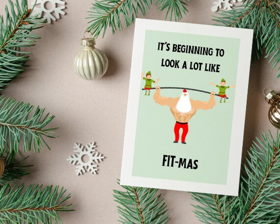 PRINTABLE Christmas Card, Digital Download Fitmas Christmas Card, Cute ...