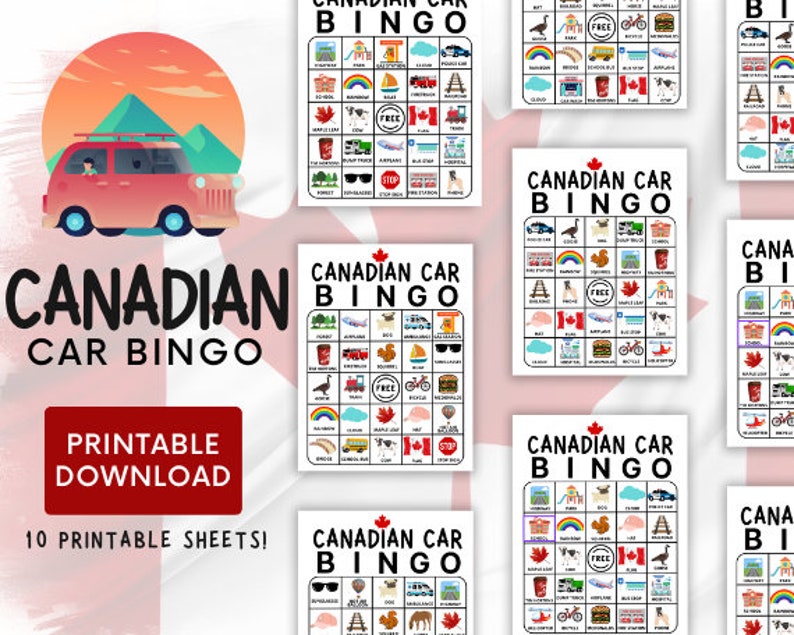Canadian Car Bingo Printable, Digital Download Canada Scavenger Hunt ...