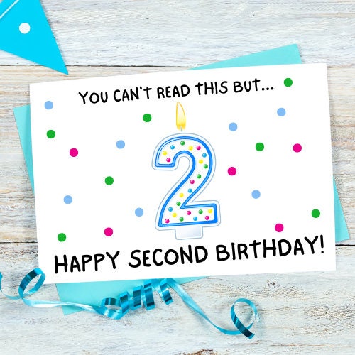 PRINTABLE Second Birthday Card, Digital Download Birthday Cards, Funny ...