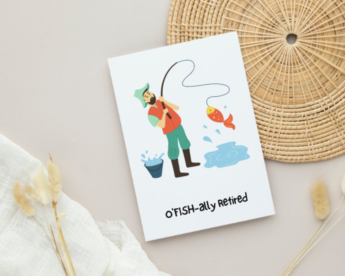 PRINTABLE Funny Fishing Retirement Card for Coworker or Boss, Digital ...