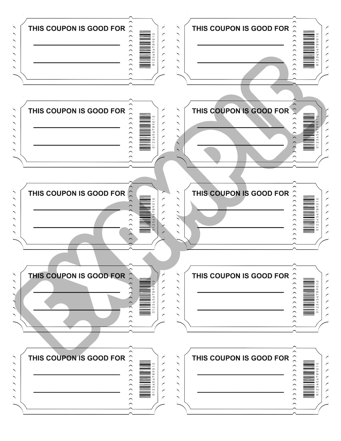 PRINTABLE Blank Coupon Book, Digital Download Coupon Forms, Printable ...